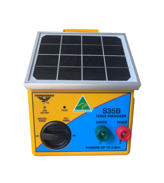 Thunderbird S35B 3.5km Solar Electric Fence Energiser With Lithium Battery - 4Tags.com.au
